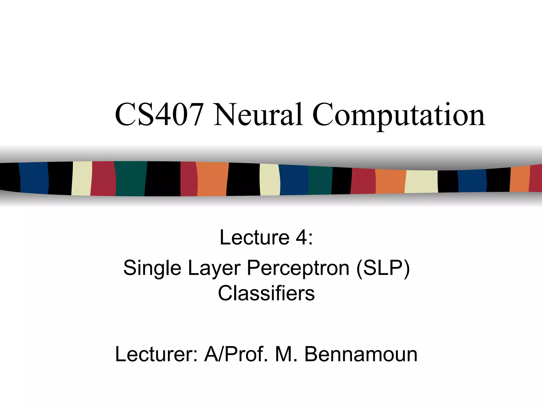 Artificial Neural Network Lect4 Single Layer Perceptron Classifiers Pdf
