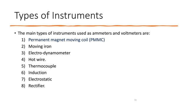 Lect 4 analog meter PMMC.pptx | Physics | Science
