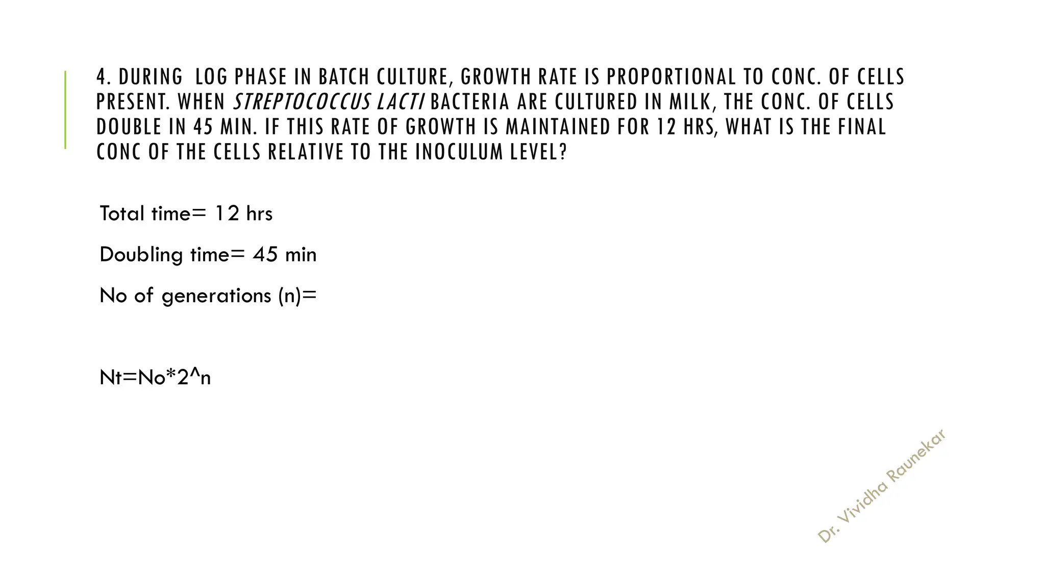 Numerical Problems on Microbial Growth kinetics | PPTX