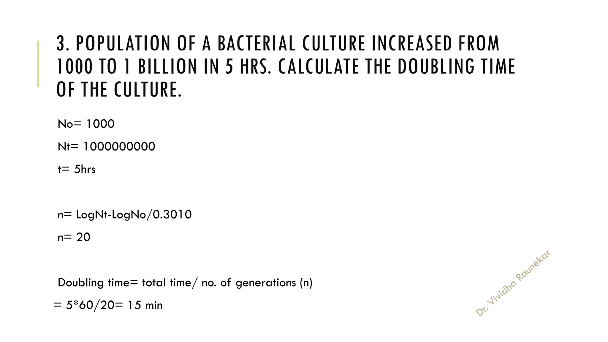 Numerical Problems on Microbial Growth kinetics | PPTX