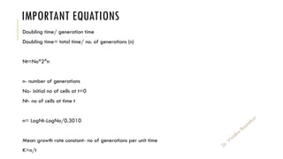 Numerical Problems on Microbial Growth kinetics | PPTX