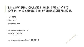 Numerical Problems on Microbial Growth kinetics | PPTX