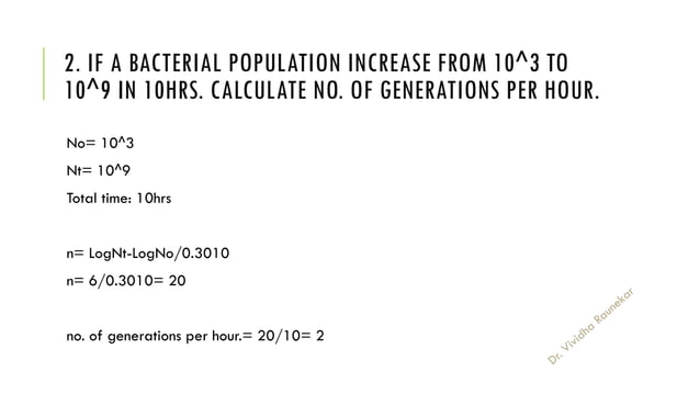 Numerical Problems on Microbial Growth kinetics | PPTX