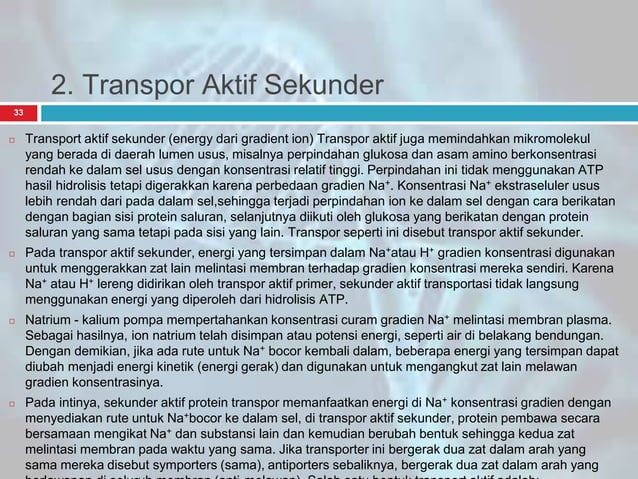 Lect 4 SISTEM TRANSPOR MEMBRAN SEL LENGKAP | PPTX