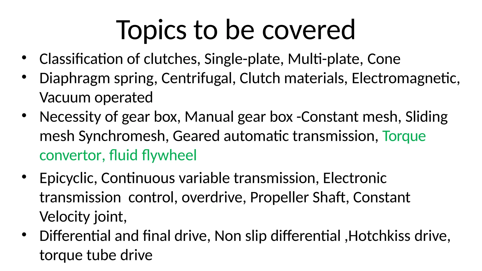 Lect 4 Unit 1 Drive Train Fluid Flywheel | PPTX