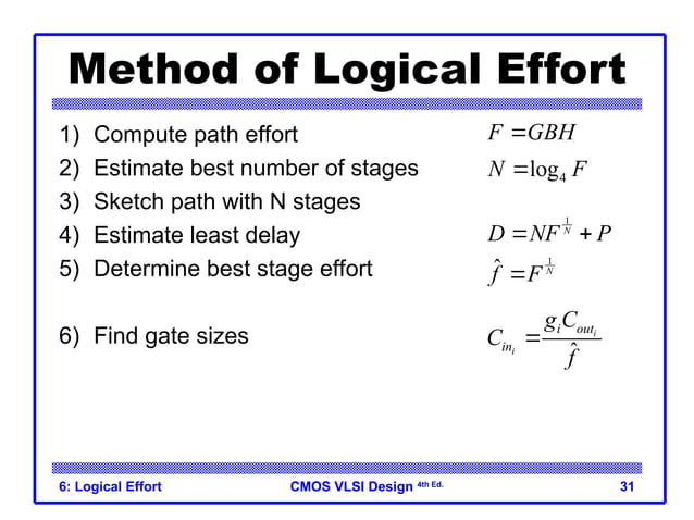 Logical Effort in VLSI design and testing | PPT | Physics | Science