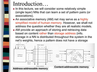 Artificial Neural Network Lecture 6- Associative Memories & Discrete ...