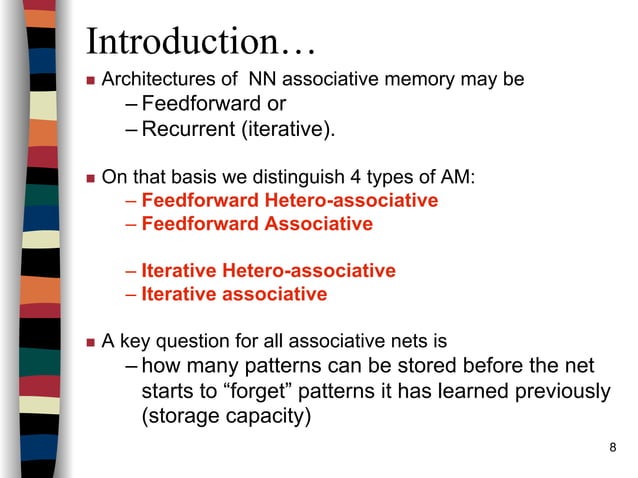 Artificial Neural Network Lecture 6 Associative Memories And Discrete Hopfield Networks Ppt