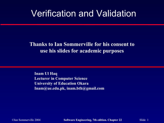 Software Verification & Validation | PPT