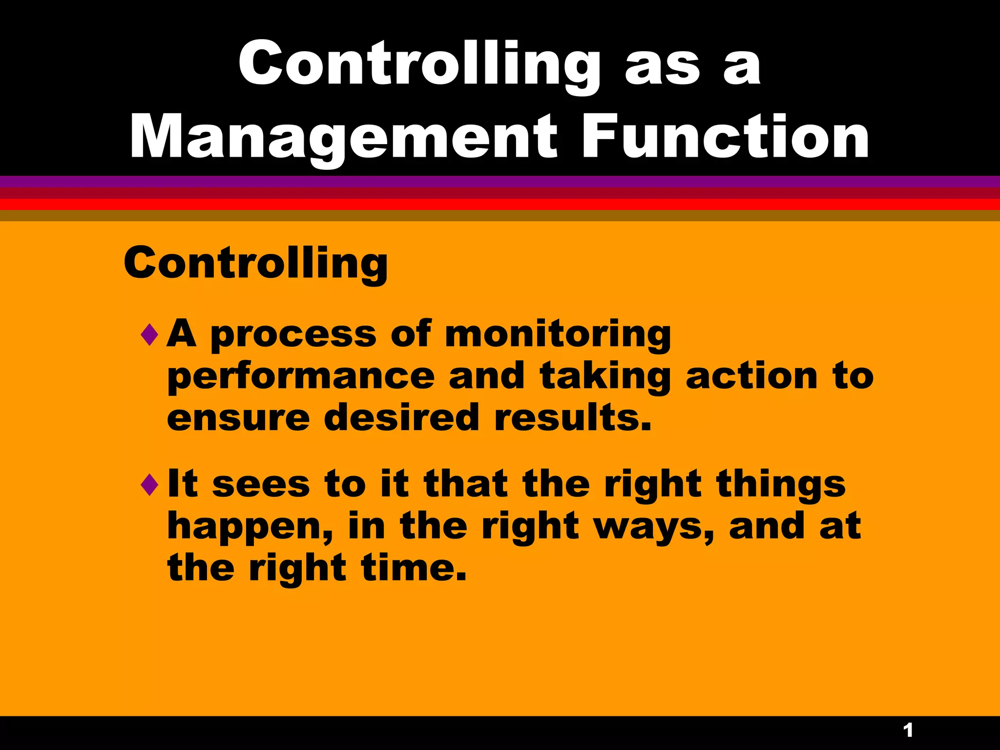 management function - controlling | PPT