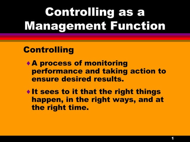 management function - controlling | PPT