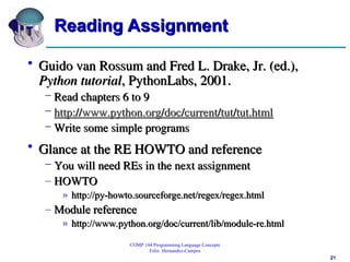Lecture 08 - Python's Files Modules, Classess and Exceptions | PPT