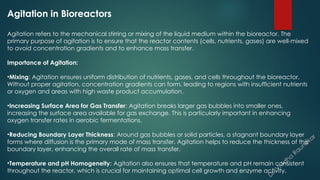 Mass transfer in bioreactors: Aeration and agitation- Importance | PPTX