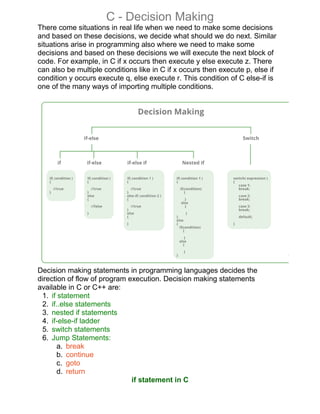 Control structure and Looping statements | PDF