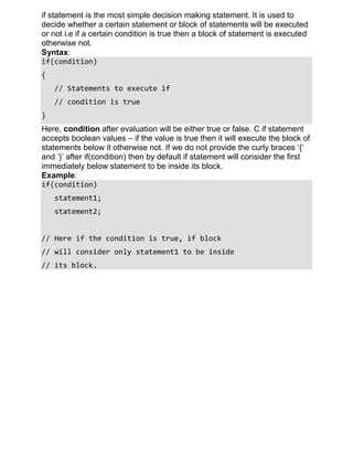Control structure and Looping statements | PDF