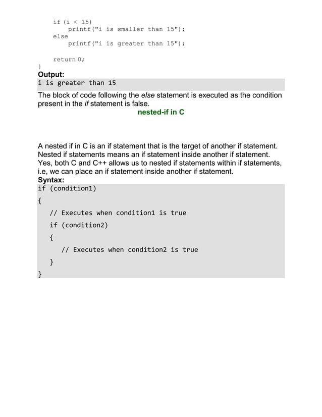 Control structure and Looping statements | PDF