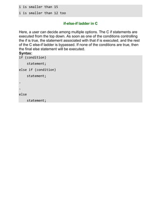 Control structure and Looping statements | PDF