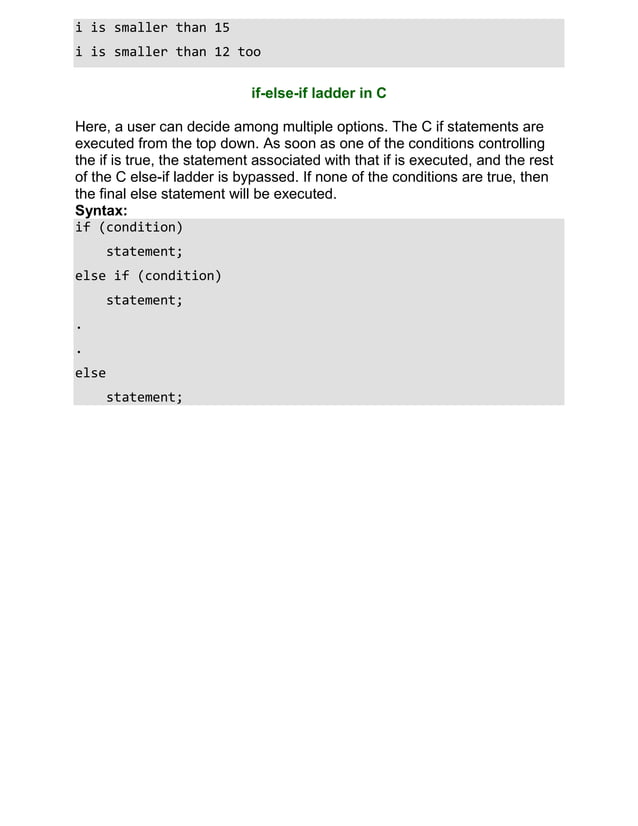 Control structure and Looping statements | PDF