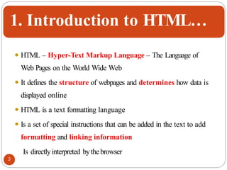 lect 9 (Introduction to HTML).pptxghgffffdfd | PPT