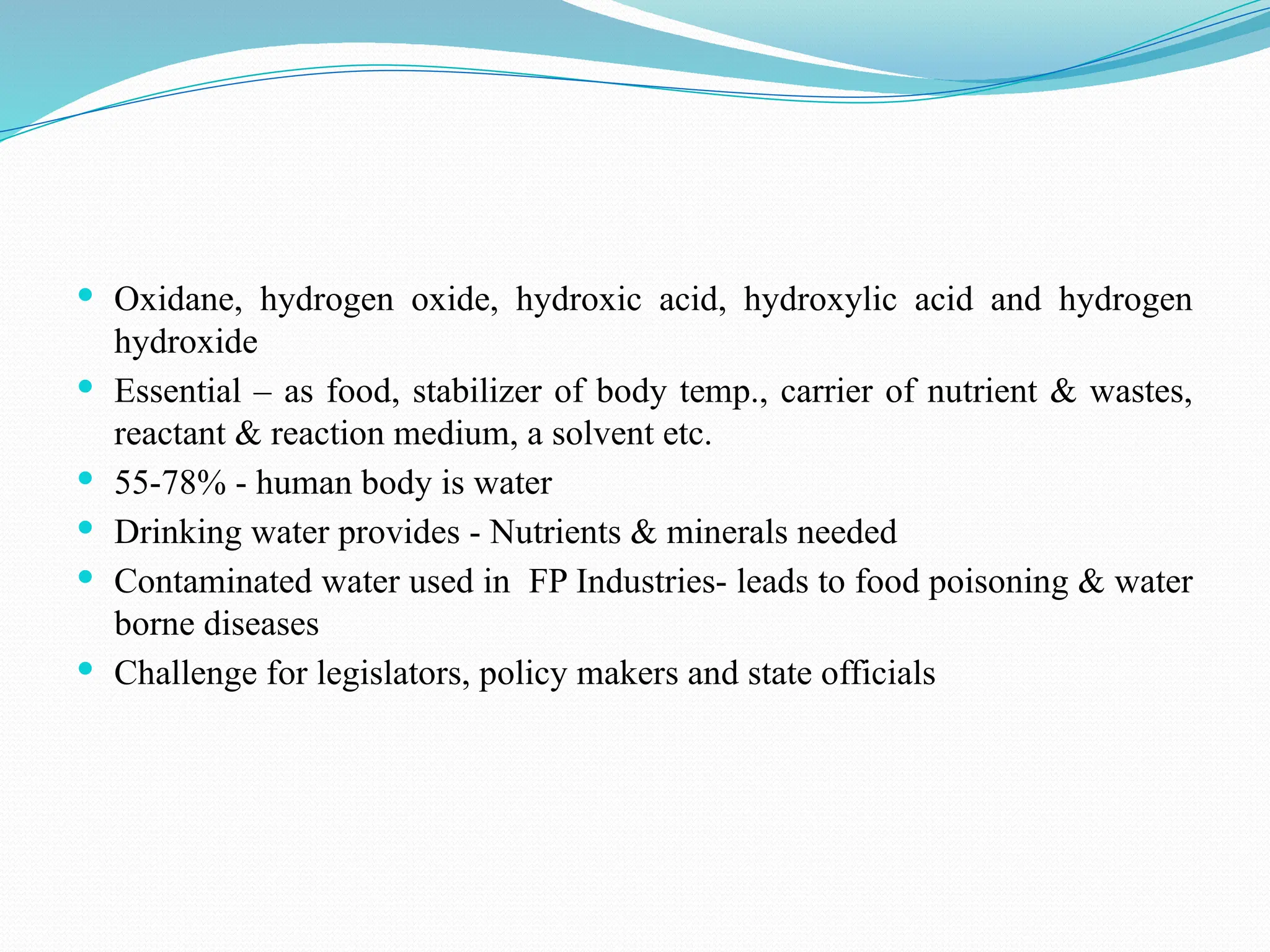 Role of water and its significance in Food Processing | PPTX