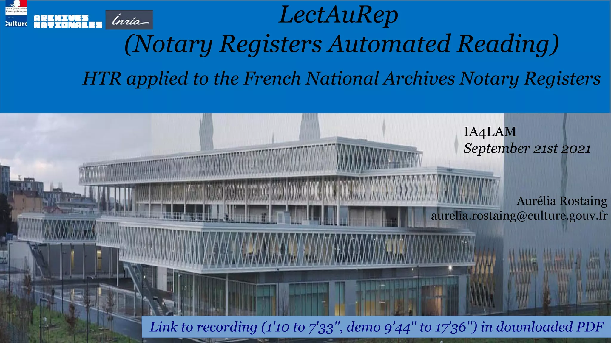 LectAuRep(Notary Registers Automated Reading). HTR applied to the ...