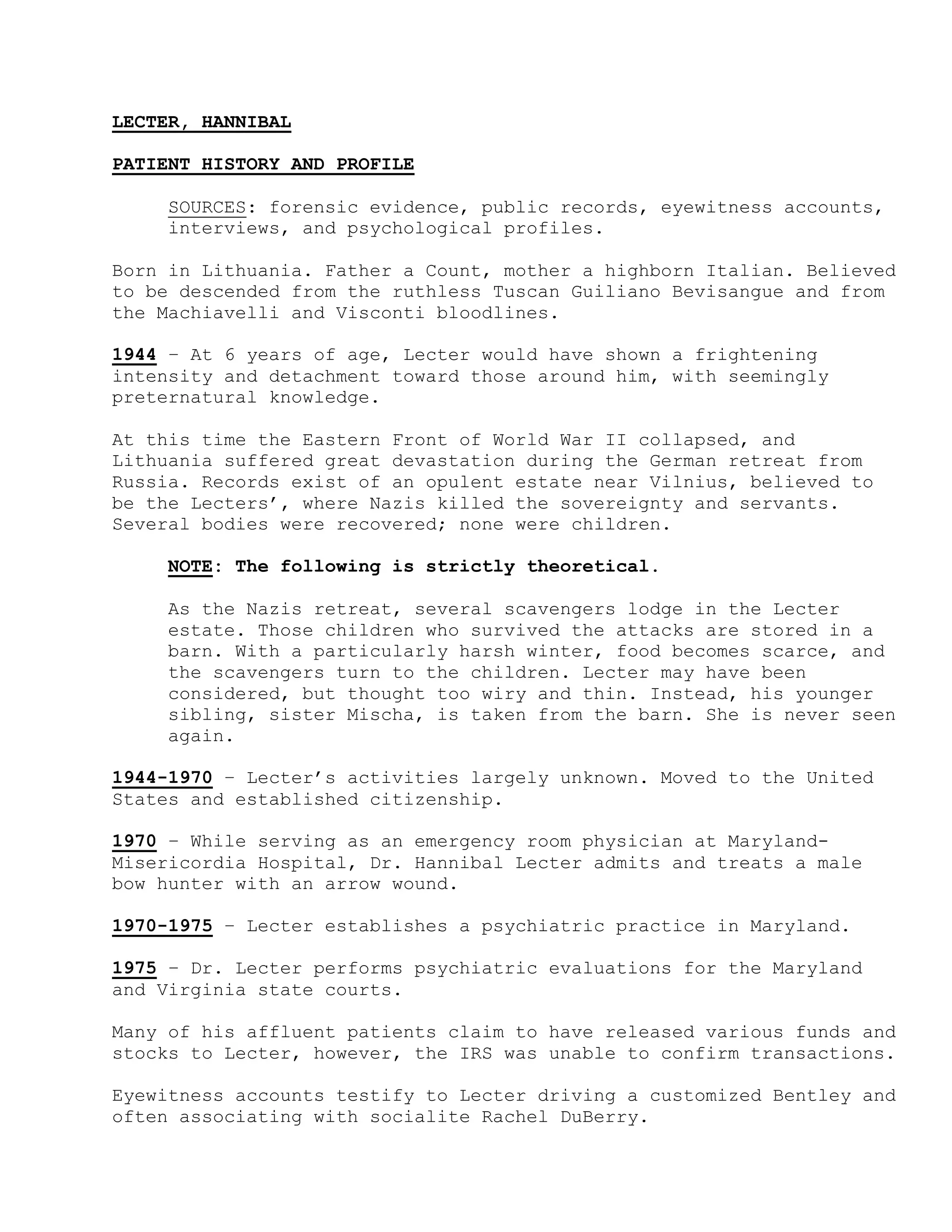 Dr. Lecter file | PDF