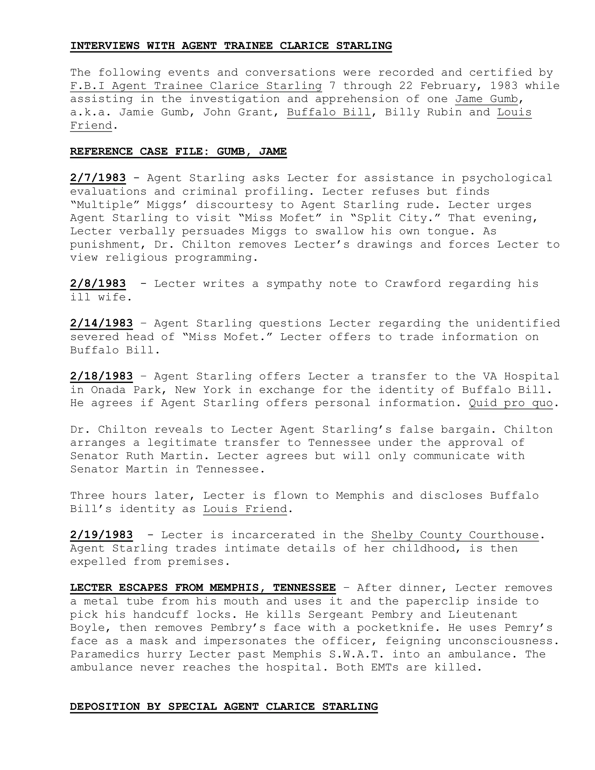 Dr. Hannibal Lecter file | PDF
