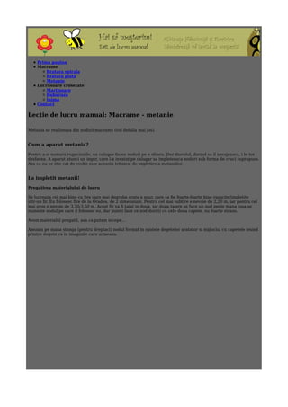 Lectie de lucru manual macrame-metanie | PDF