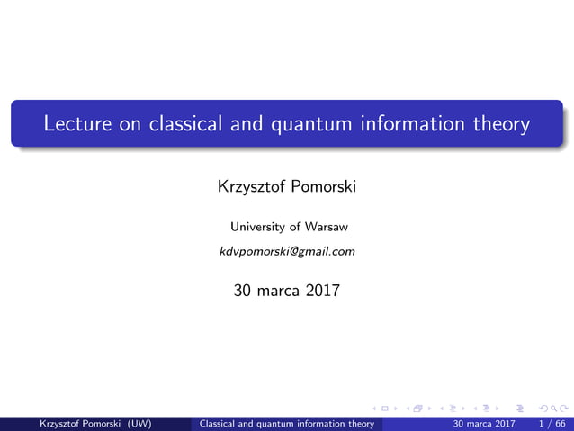Lecture on classical and quantum information | PDF | Physics | Science