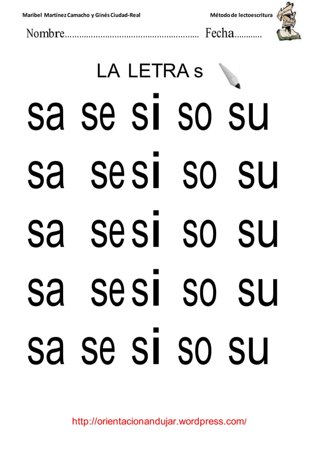 Lectoescritura completo-orientacionandujar-consonante-s | DOCX