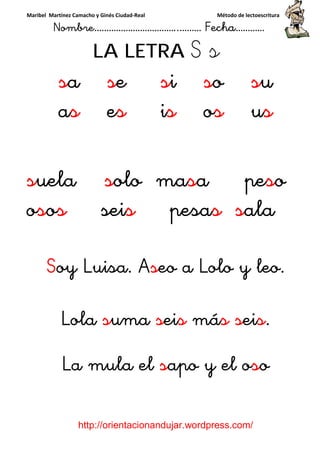 Lectoescritura letra ss | PDF