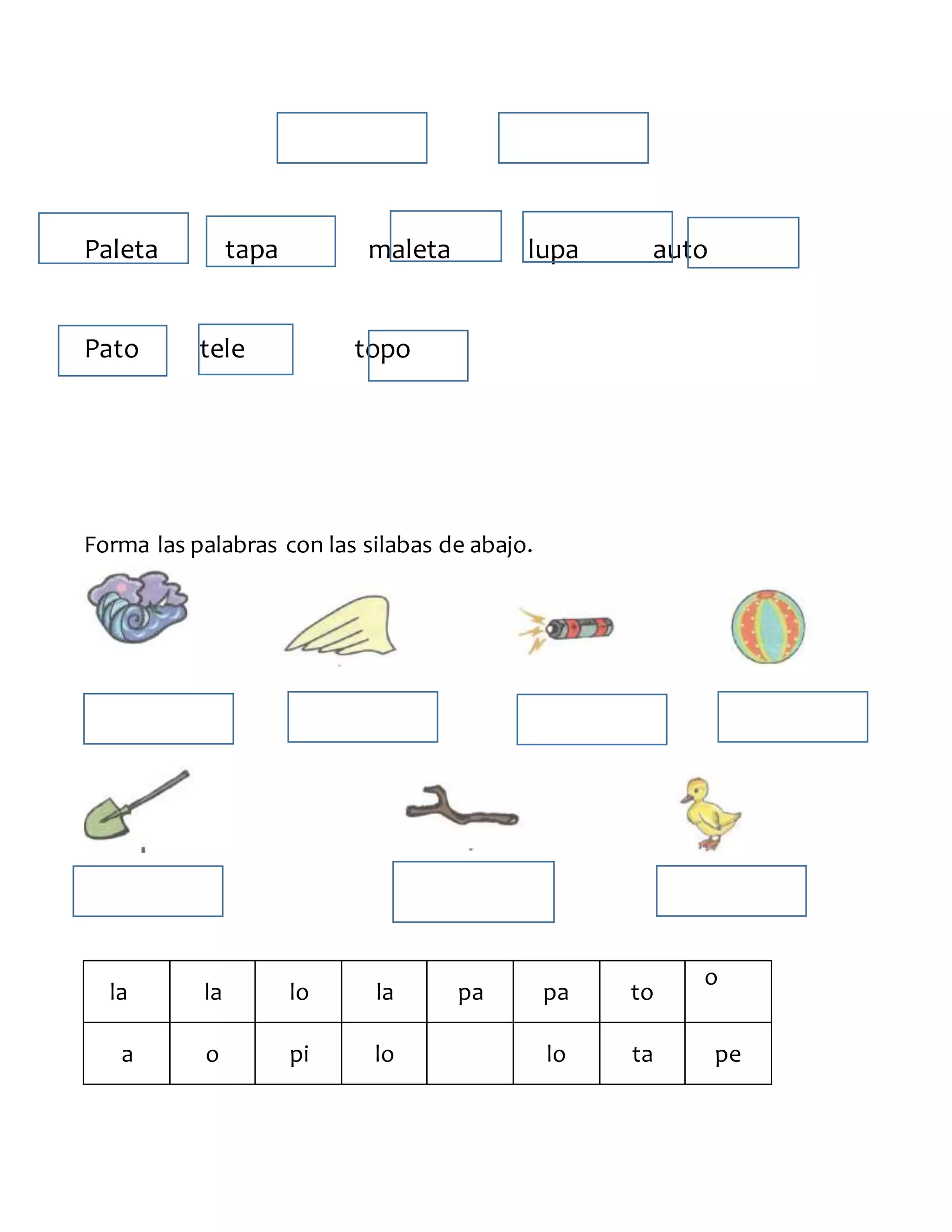 Lectoescritura ,m,p,l, t actividades | DOCX