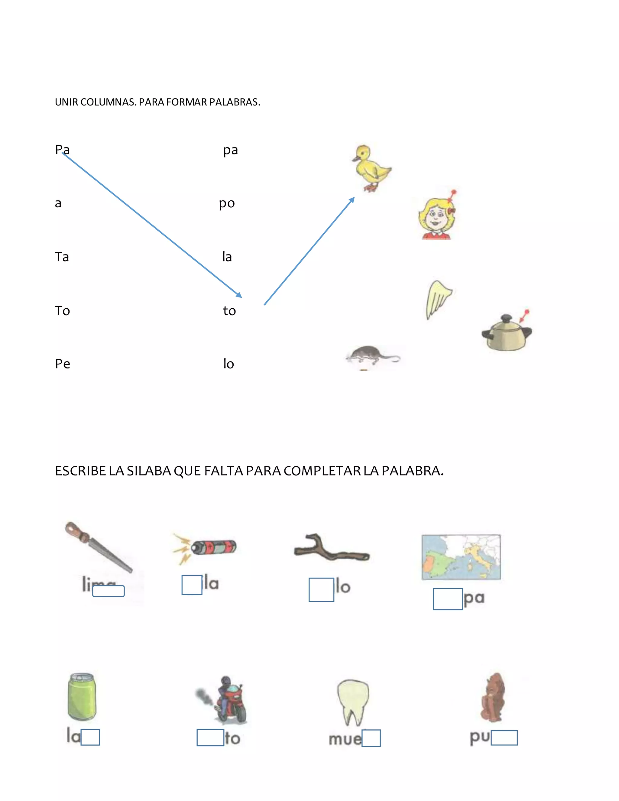 Lectoescritura ,m,p,l, t actividades | DOCX