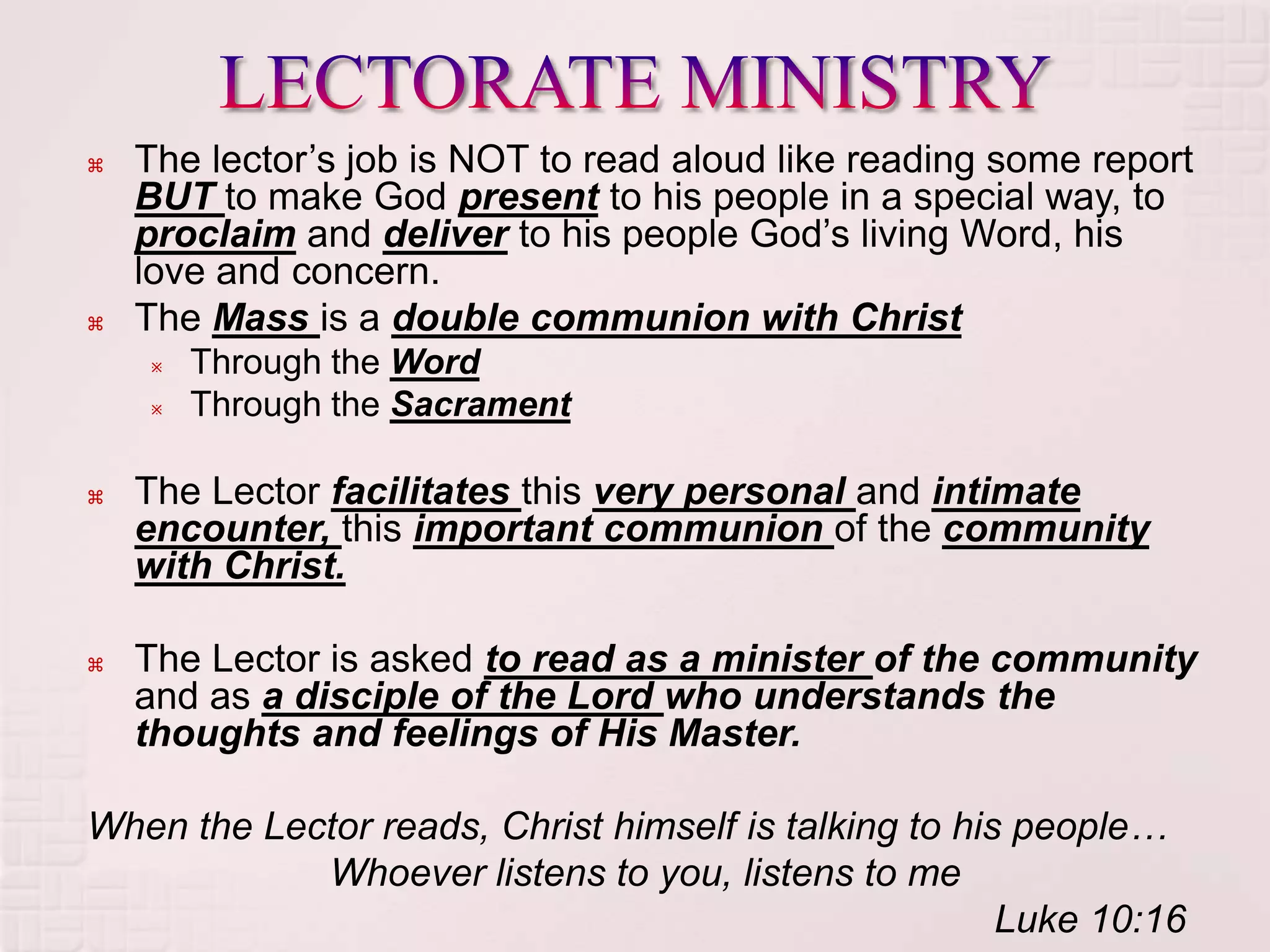 Ministry of the WORD: Lectorate | PPTX