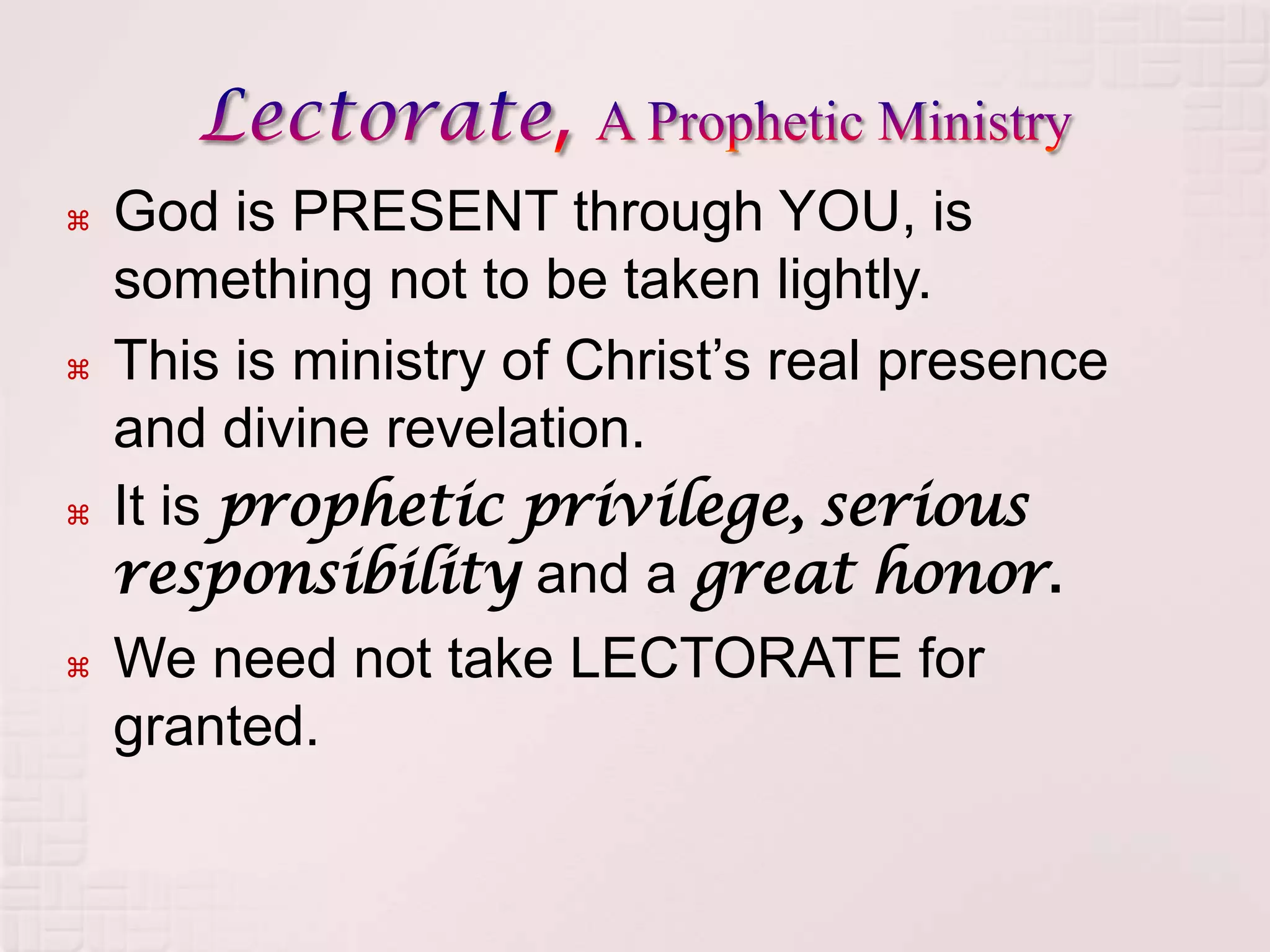 Ministry of the WORD: Lectorate | PPTX