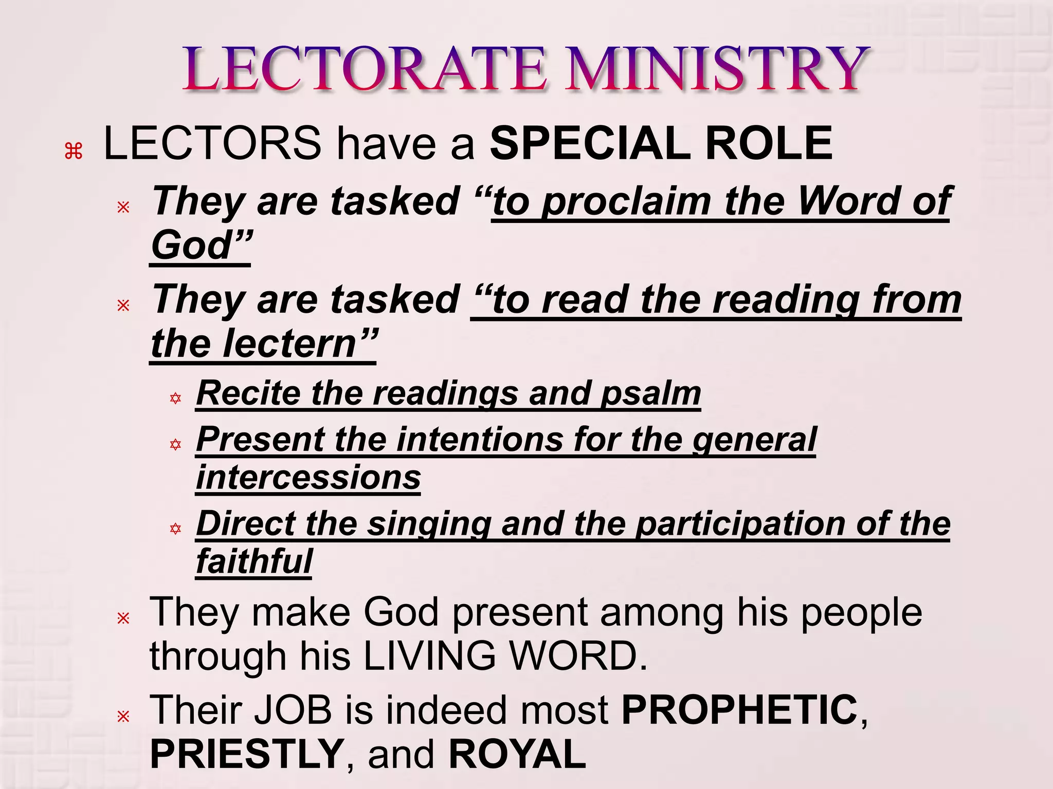 Ministry of the WORD: Lectorate | PPTX
