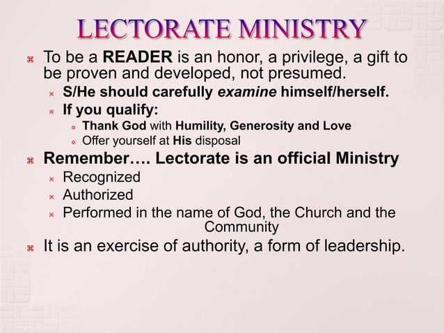 Ministry of the WORD: Lectorate | PPTX | Christianity | Religion ...