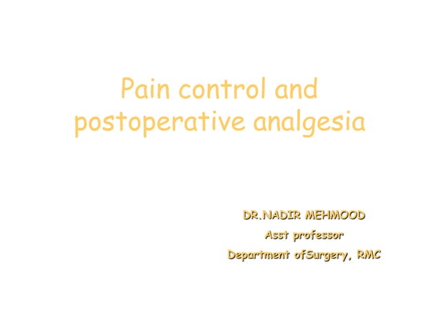 pain mangement Lecture for 3rd year MBBS | PPT