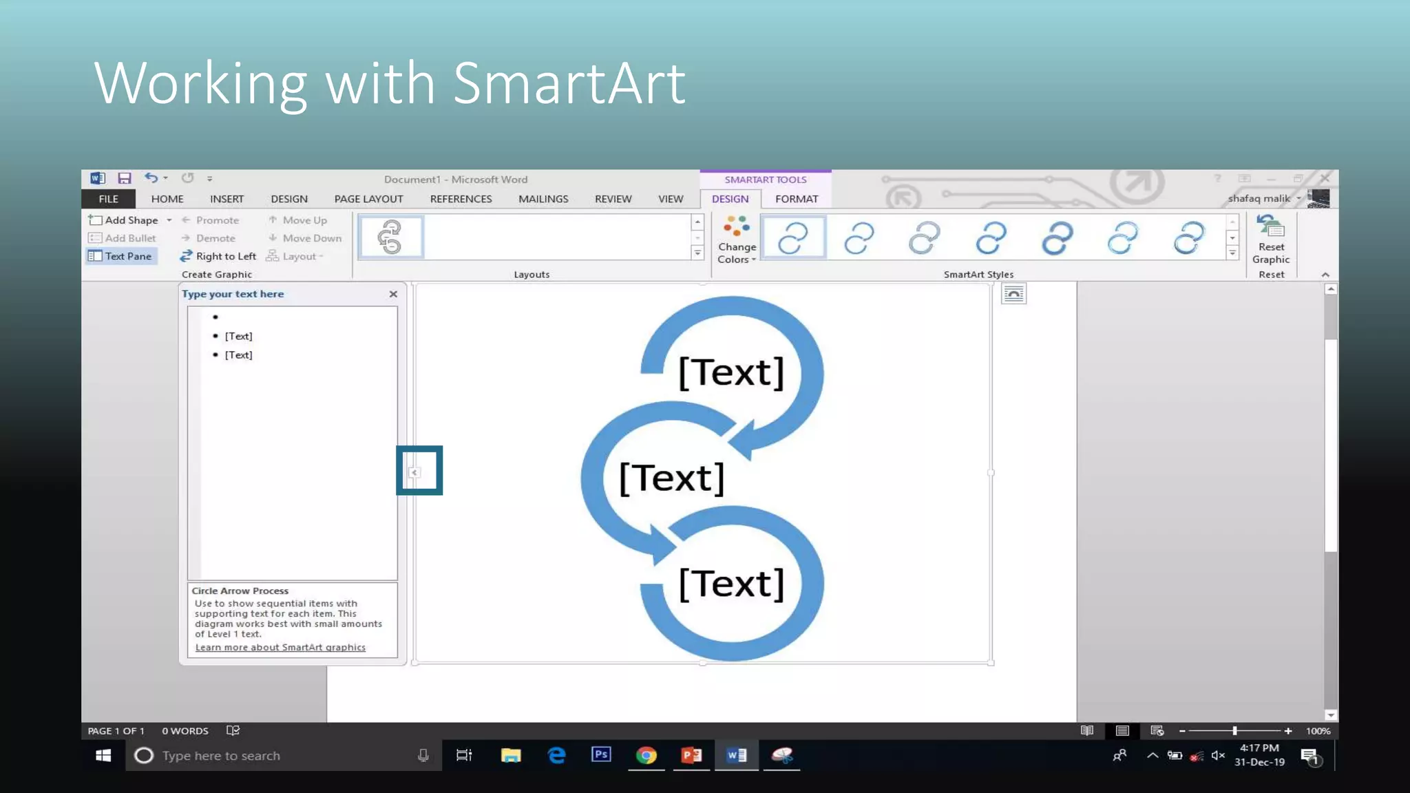 Creating smart art in ms word | PPTX
