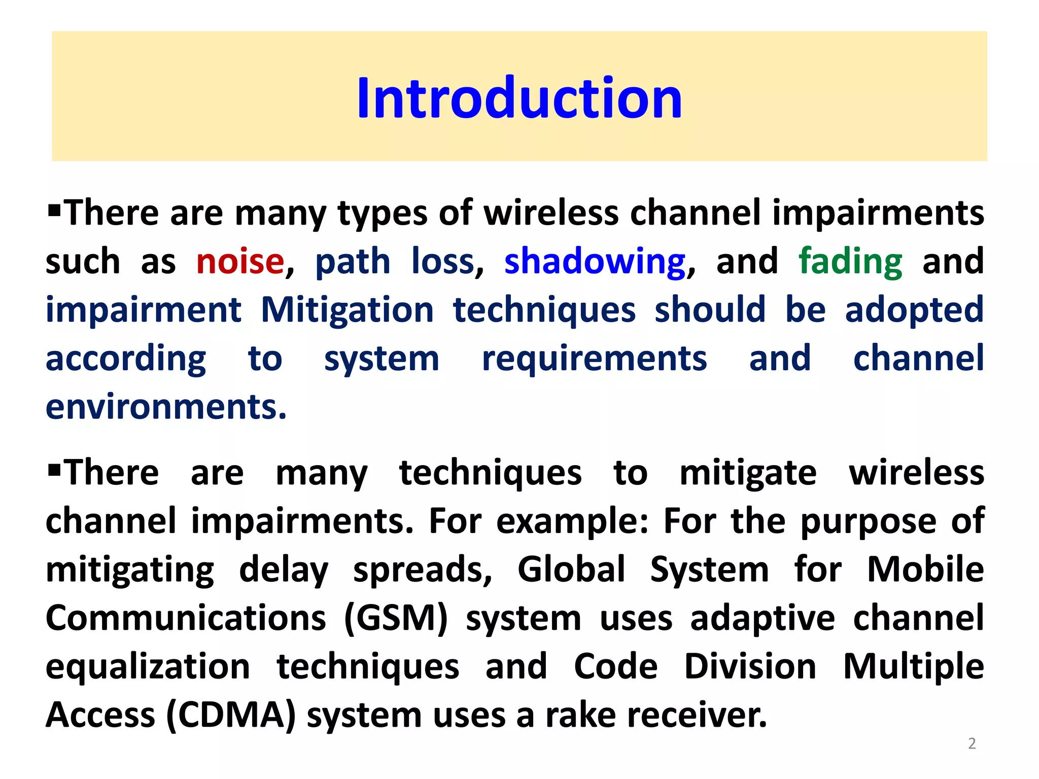 Wireless Channel Impairment Mitigation Techniques | PPTX