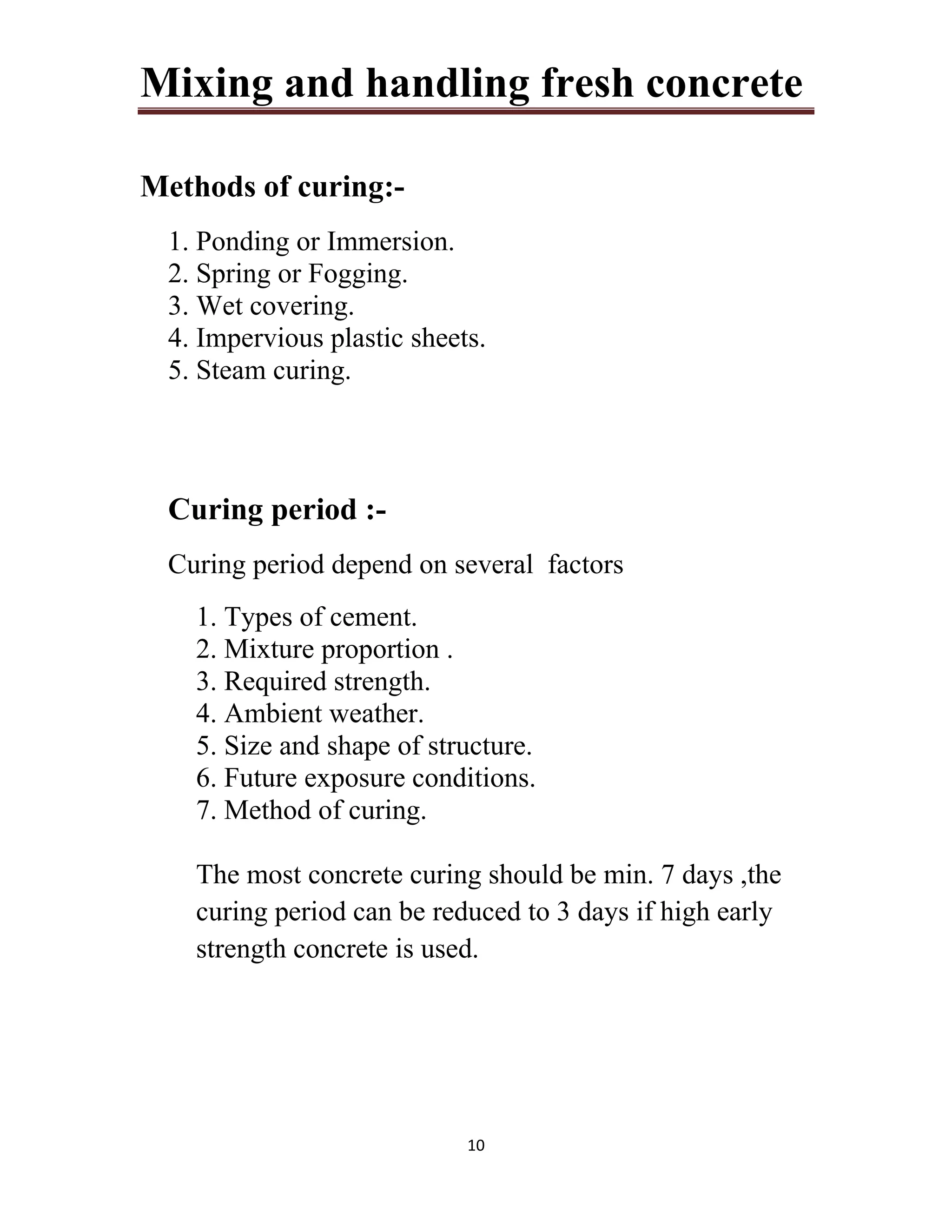 Mixing and handling fresh concrete | PDF