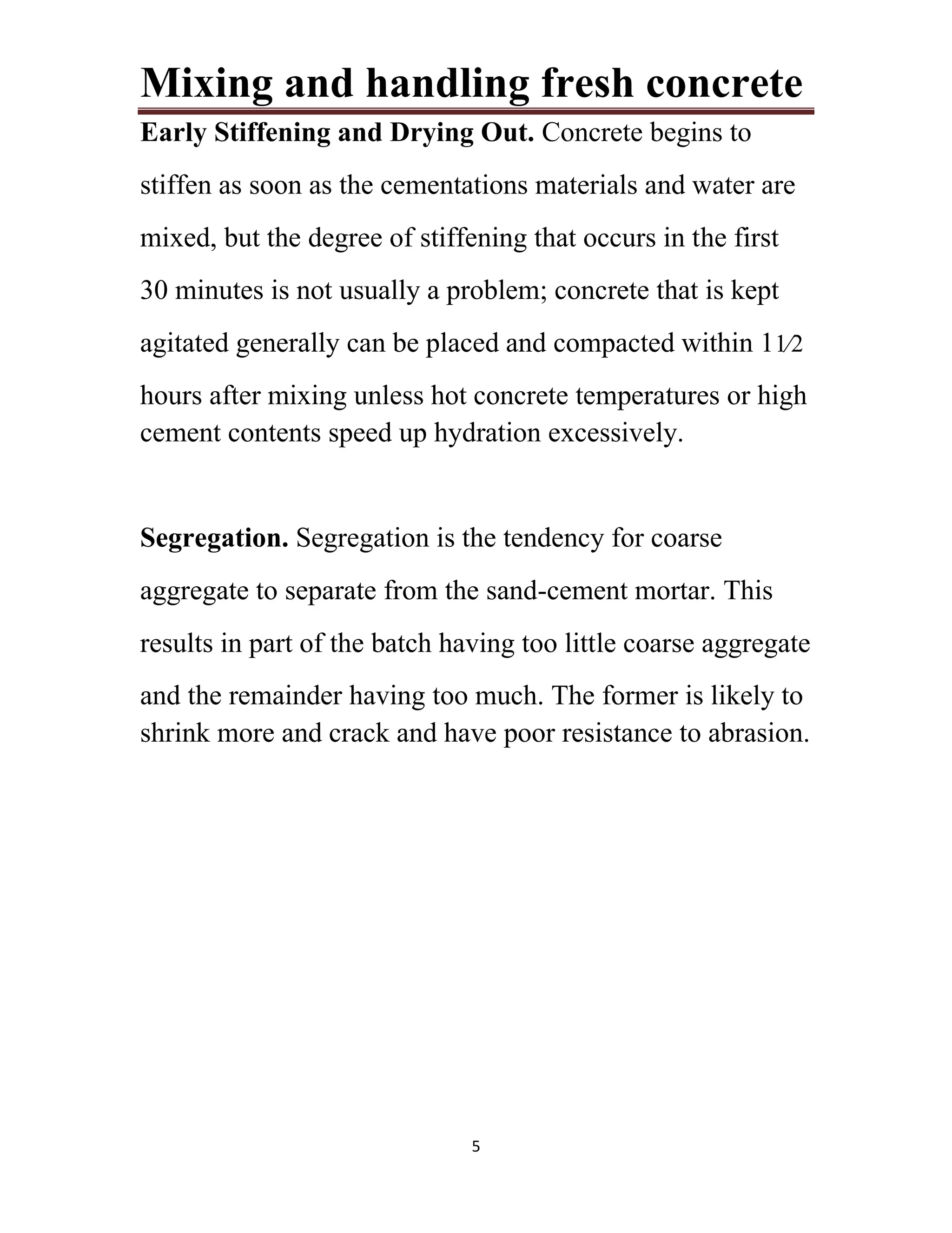 Mixing and handling fresh concrete | PDF