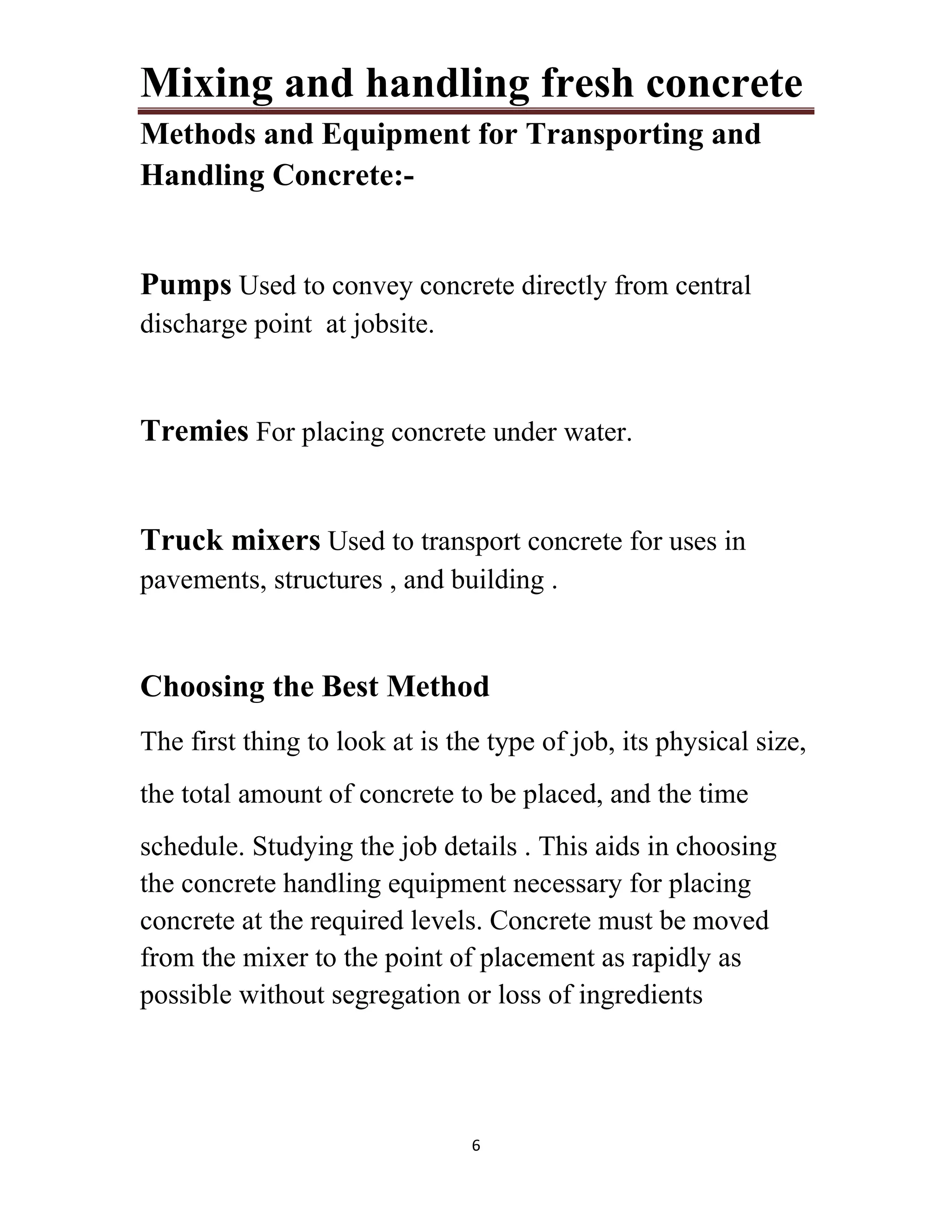 Mixing and handling fresh concrete | PDF