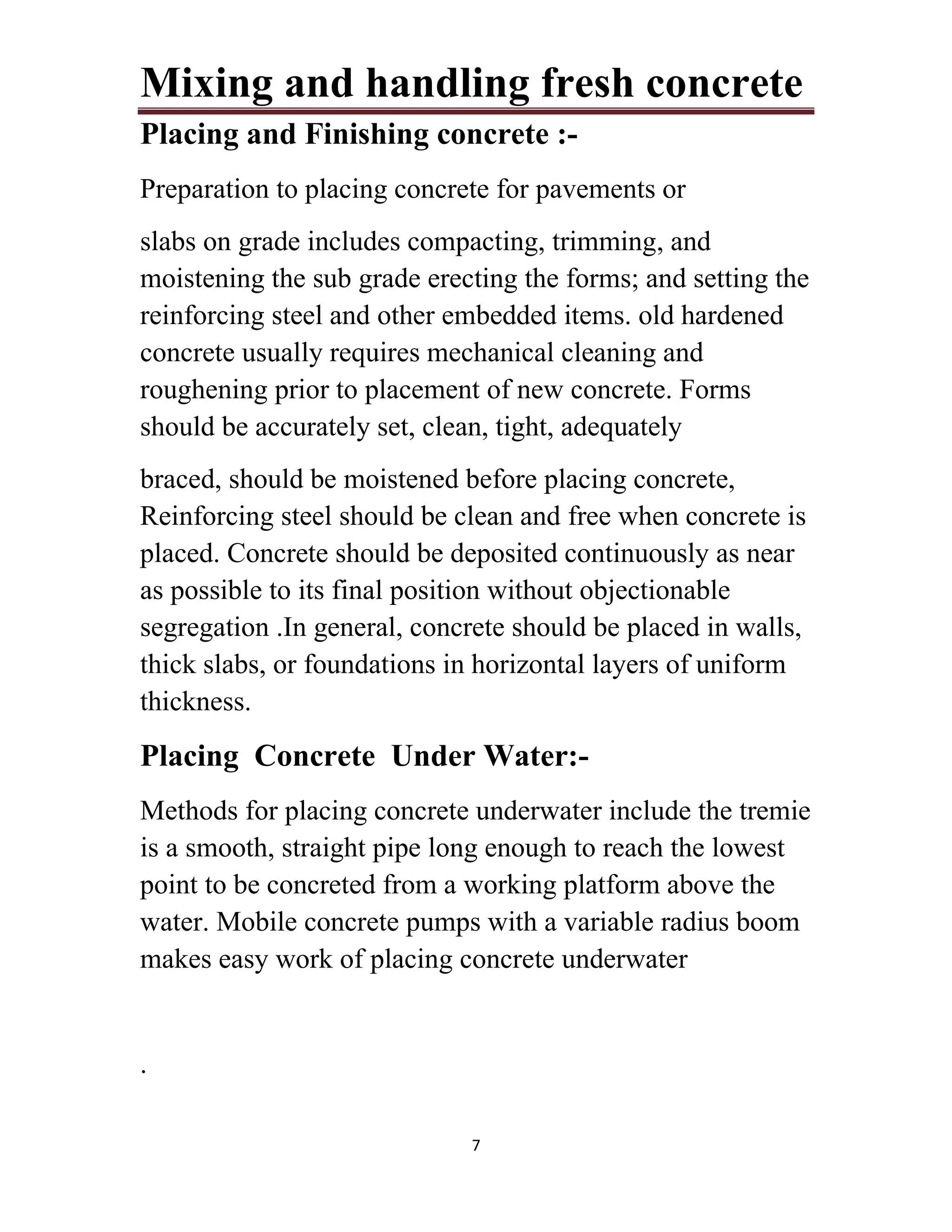 Mixing and handling fresh concrete | PDF