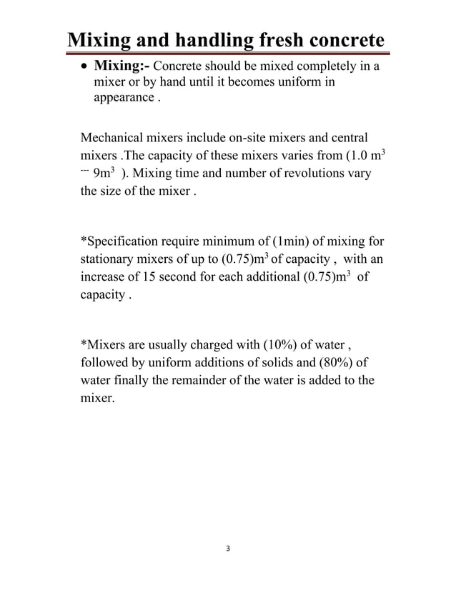 Mixing and handling fresh concrete | PDF