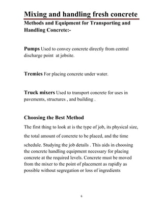 Mixing and handling fresh concrete | PDF