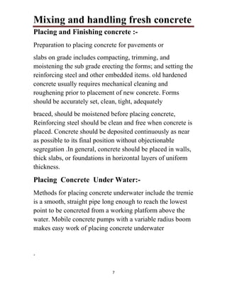 Mixing and handling fresh concrete | PDF