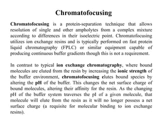 chromatofocusing, 2 de, ief | PPTX