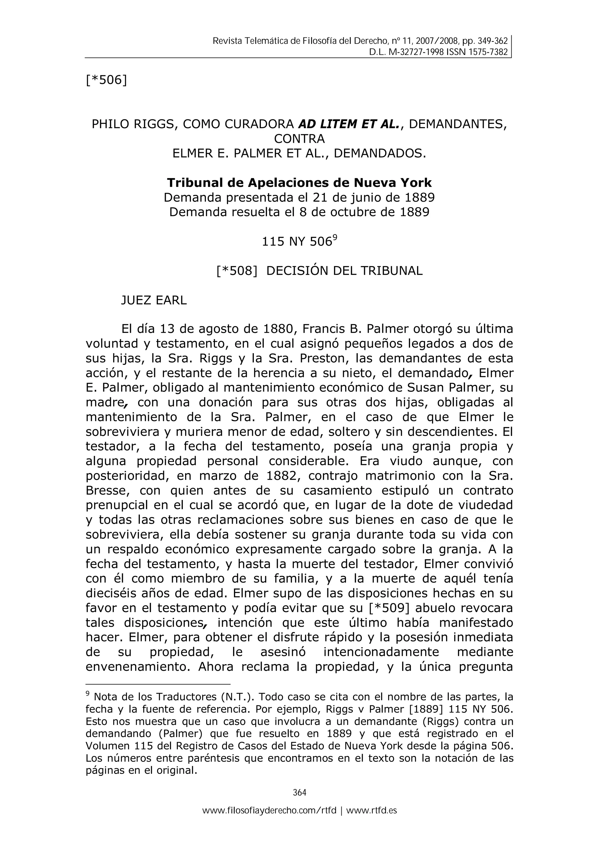 Lectura 1 riggs contra palmer reglas y principios | PDF