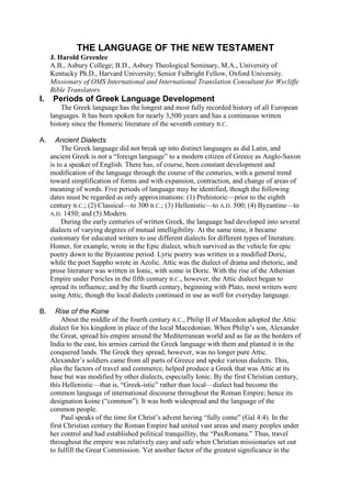 The language of the New Testament | DOCX